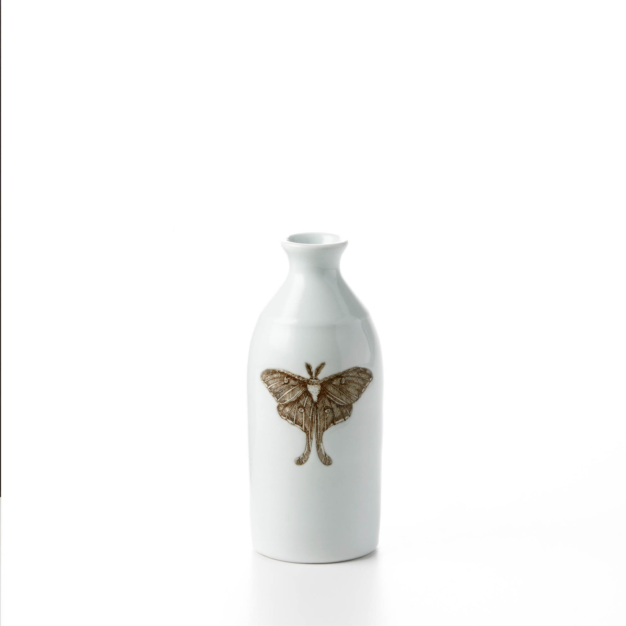 SKT White Luna Moth Sake Bottle | SKT Ceramics